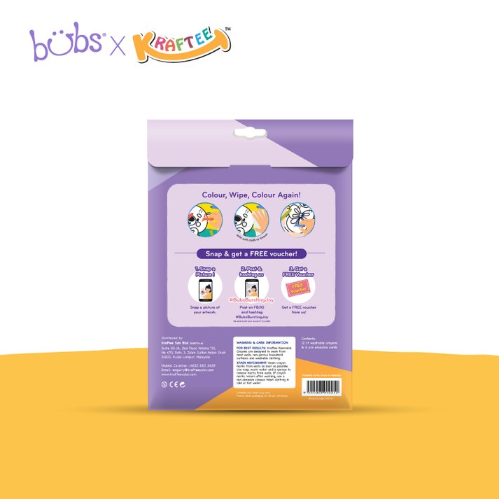 KRAFTEE x Bubs Erasable Picture Card- Plant Burst w 12 Washable Crayon
