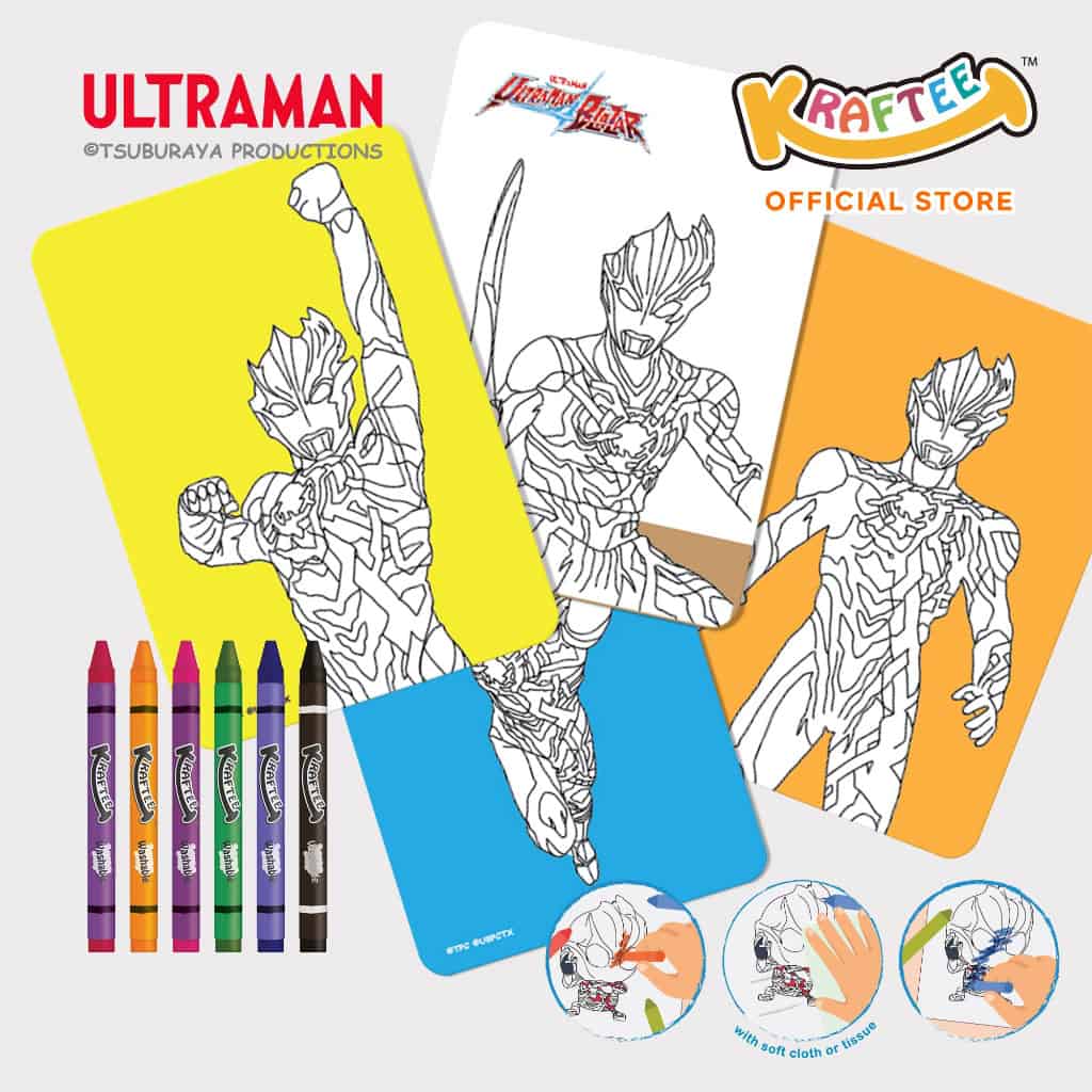 KRAFTEE ULTRAMAN BLAZAR & KAIJU with 6ct Washable Crayons (Mini Pack)