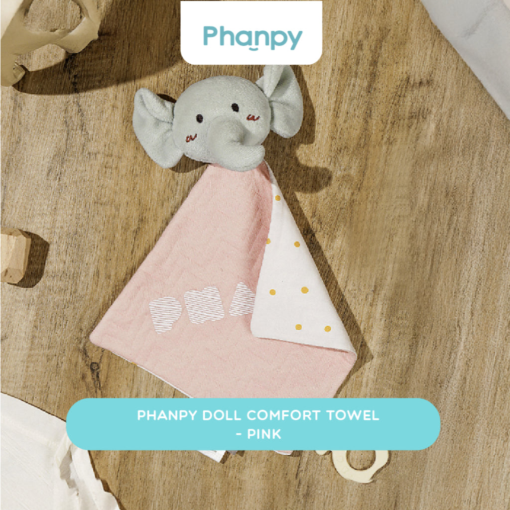 Phanpy Plush Doll Comfort Towel – Pink with Pacifier Clip
